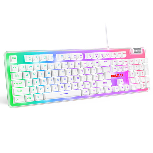 K10 RGB Gaming Keyboard,Transparent Case RGB Backlit Keyboard with PBT ...