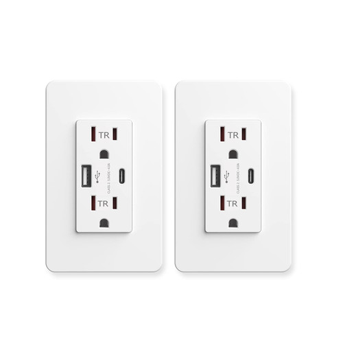 Elegrp Usb Charger Wall Outlet Usb Receptacle With Type A And Type C Usb