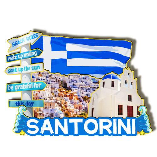 Santorini Greece Wooden Magnet 3D Fridge Magnets Travel Collectible ...