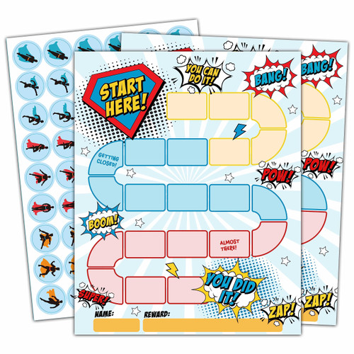 20 Superhero Reward Chart with 432 Round Stickers, Incentive Behavior ...