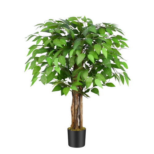 Keeplush 3ft Ficus Artificial Trees with Natural Curved Trunks, 36 ...