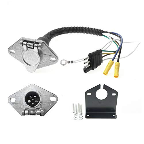 ANTO 4 Flat to 6 Way Round Pin Connector RV Trailer Light Custom Plug ...