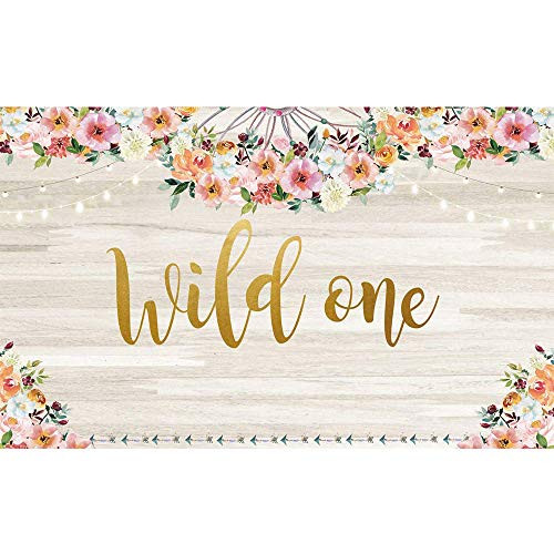 Allenjoy 5x3ft Boho Wild One Floral Wood Backdrop for Baby Girl 1st ...