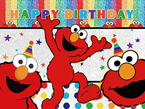 Sesame Street Photography Elmo Backdrop White Colorful Polka Dots Smile ...