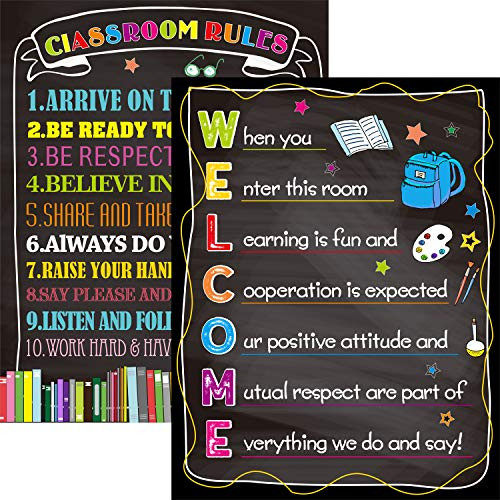 Classroom Poster Set Decorations Welcome Back to School Classroom Rules ...