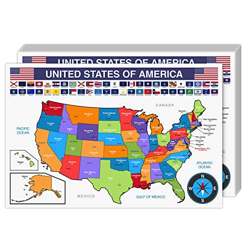 United States Educational Map with State Flags Geography Map for ...