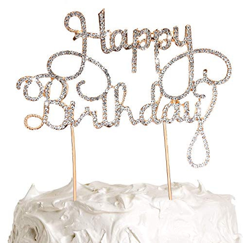 Partywoo Happy Birthday Cake Topper Gold Rhinestones Cake Topper 67