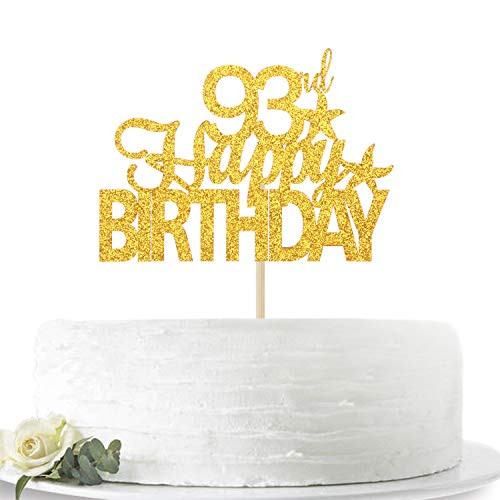 Gold Glitter Happy 93rd Birthday Cake Topper Hello 93 Cheers to 93 ...