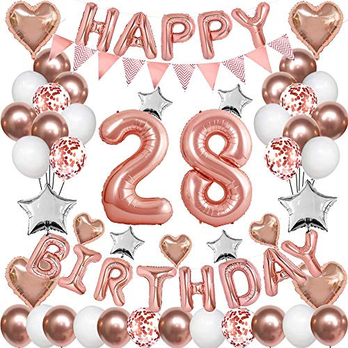 Rose Gold 28th Birthday Decorations for Women Girl 28th Birthday ...