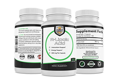 HMS Nutrition R-Lipoic Acid 300mg Per Capsule 120ct 120 Serving 4 Month ...