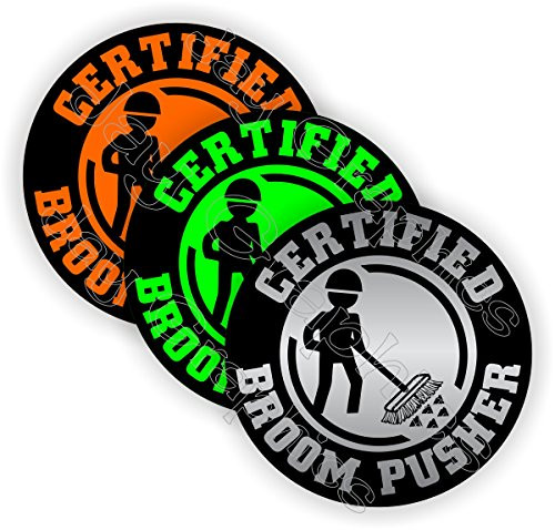 3 Certified BROOM PUSHER Funny Hard Hat Stickers Motorcycle Welding ...