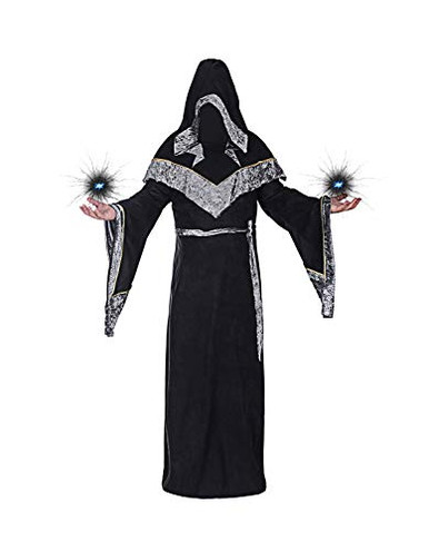 Halloween Sorcerer Robe Costumes for Men Medieval Dark Mystic Hooded ...