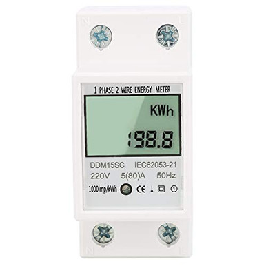 Energy Meter 5-80A DDM15SC LCD Digital Display Single Phase DIN-Rail ...