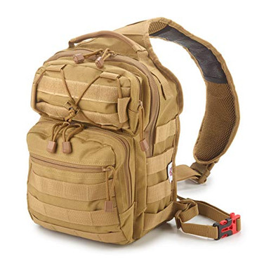 Small Tactical Shoulder Sling Pack w-Molle EDC -Tan- - Warehousesoverstock
