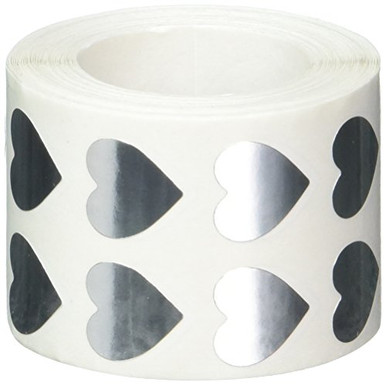 Metallic Silver Heart Stickers Valentines Day Crafting Scrapbooking 0 ...
