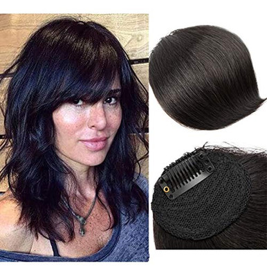 S-noilite Clip in Side Bangs Human Hair Extensions Front Side Swept ...