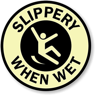 SmartSign Slippery When Wet Anti Slip Glow-in-the-Dark Adhesive Floor ...