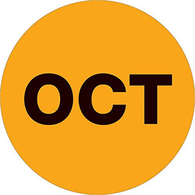 OCT Months of The Year Labels-Stickers 1 Circle Fluorescent Orange 500 ...