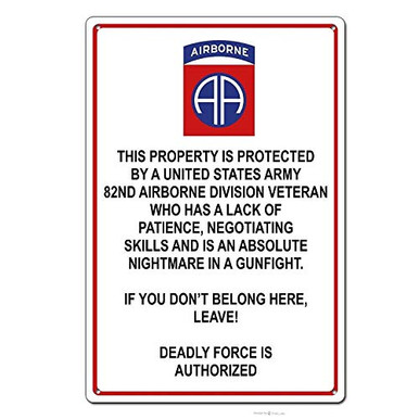 Beware of Dog Tin Signs Property Protected By 82nd Airborne Veteran U s ...