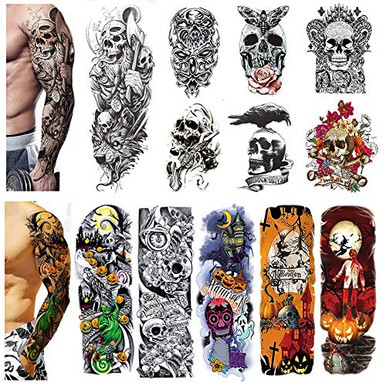 Large Temporary Tattoos Big Fake Tattoos Arm Tattoos 12 Sheets for Men ...