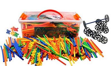 Large 800 Piece Straws Builders Construction Building Toy with Wheels ...