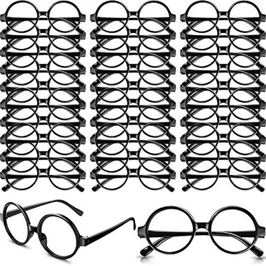 30 Pairs Black Wizard Glasses with Round Frame No Lenses Favor ...