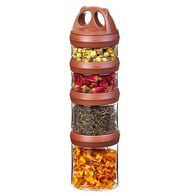 SELEWARE Portable and Stackable 4-Piece Twist Lock Panda Storage Jars ...