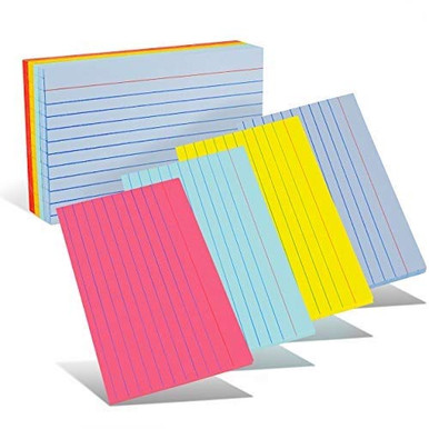 Emraw Ruled Lined Colored Index Note Cards Heavy Weight Durable 3 X 5 ...