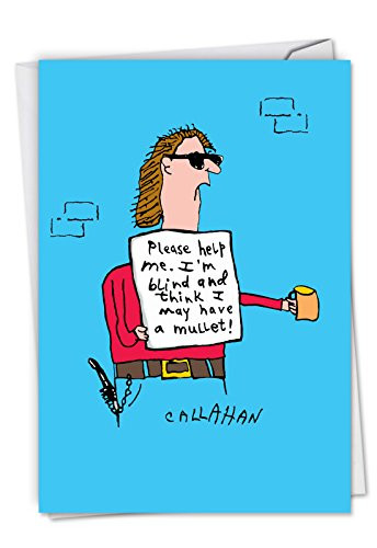 Blind Mullet - Funny All Occasion Note Card with Envelope -4-63 x 6-75 ...