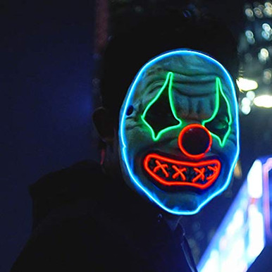 Halloween Led Clown Mask Light Up Face Mask Scary Masquerade Cosplay ...