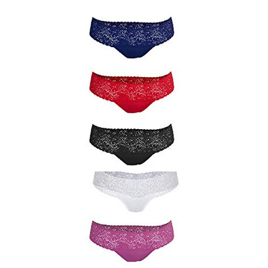Besame Women Thong Lace Panties Lycra Spandex Underwear Lingerie 5 Pack ...
