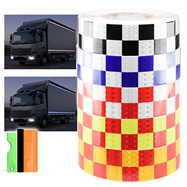 Free Tool Kit 2x120ft Checker Red White Night Reflective DOT-C2 Safety ...