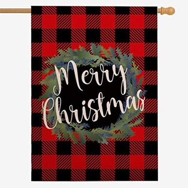 Munzong Red Black Buffalo Check Plaid Rustic Farmhouse Wreath House ...