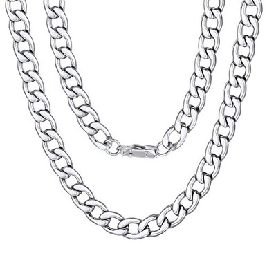 Cuban Link Chain Stainless Steel Curb Necklace for Mens 9mm 18 inches ...