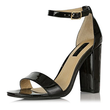 DailyShoes Womens Chunky Peep Toe Chunk High Heel Buckle Ankle Strap ...