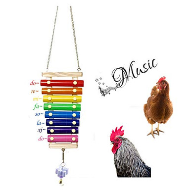 No-Brand PD Chicken Xylophone Toy for Hens Double Suspensible Wood ...