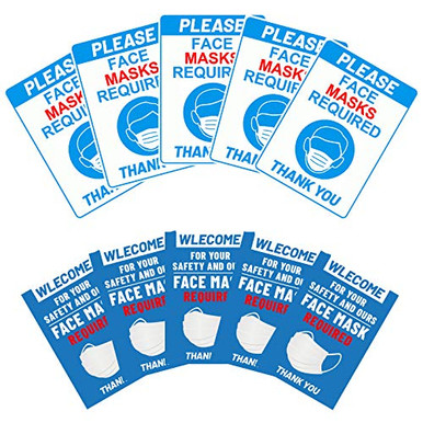 Face Masks Required -face mask Sign - Thick Commercial Grade Adhesive ...