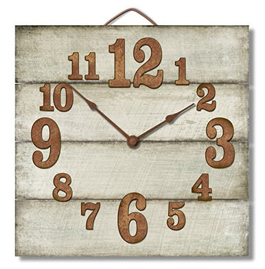 12" Rustic Antique White Wall Clock Made in USA from Reclaimed Wood ...