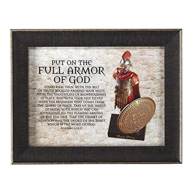 Armor Of God Black 15 x 12 Glass Wall Plaque Sign - Warehousesoverstock