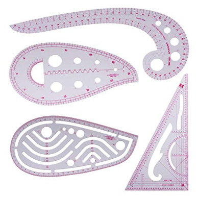 Cooyeah 4pcs Sewing Ruler Set French Curve Metric Ruler Pattern Grading ...