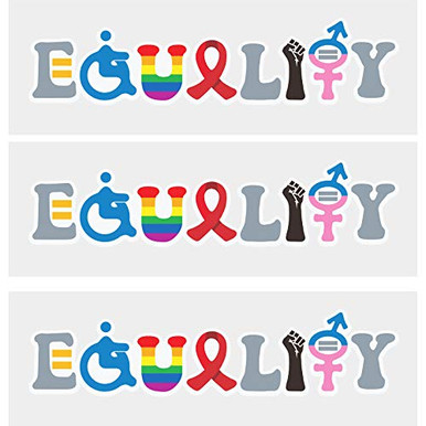 5 Pieces 2 x 6 Inch Vinyl Bumper Stickers Equality Sign Stickers ...