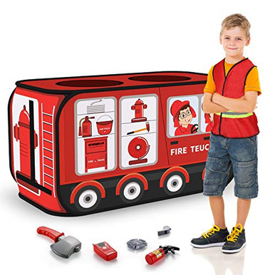 Temi Fire Truck Tent - Foldable Pop Up Pretend Play Tent - Playhouse ...