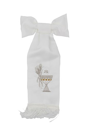 First Holy Communion White Boy Armband JHS and Chalice with Silver and ...