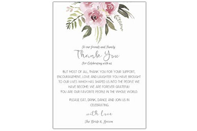 Elcer Floral Wedding Thank You Place Setting Cards Print to add Table ...
