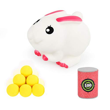 KUARLUBI Rabbit Toy Shooter Ball Blaster - Animal Popper with 6 Foam ...