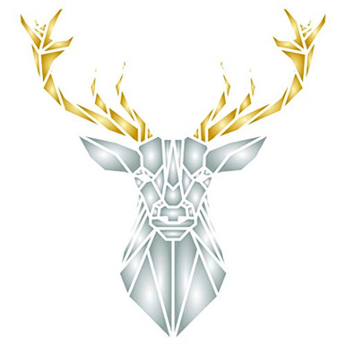 Elk Stencil 10 x 11 inch -M- - Geometric Decor Head Deer Stag Wall ...