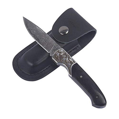 ILEAF VG10 Damascus Steel Folding Camping Pocket Knife 3 Blade 4 Folded ...