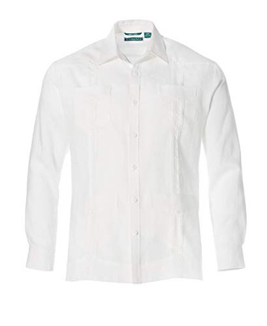 Cubavera Mens Long Sleeve 100 Linen Guayabera Bright White Medium ...