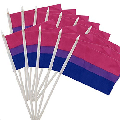 Ashley ZC 12 pcs 5-5 x 8 inch Bi-Pride Stick Flag Bisexual Pride Small ...