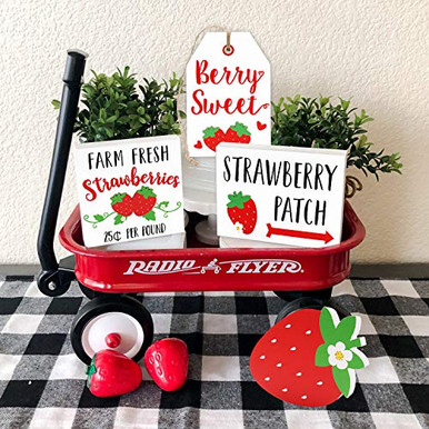 Huray Rayho Strawberry Summer Decorations Farmhouse Strawberry Tiered ...